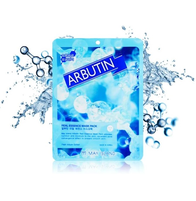 Тканевая маска д/лица с арбутином/Real essense arbutin mask, MayIland ...
